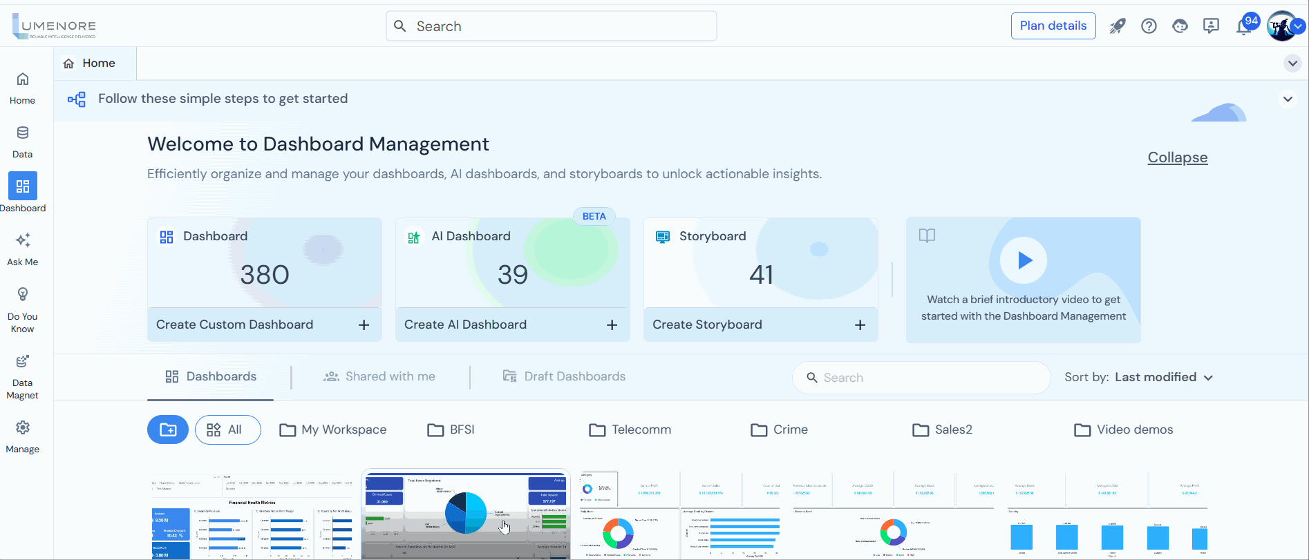 Creating dashboard - Lumenore Knowledge Base