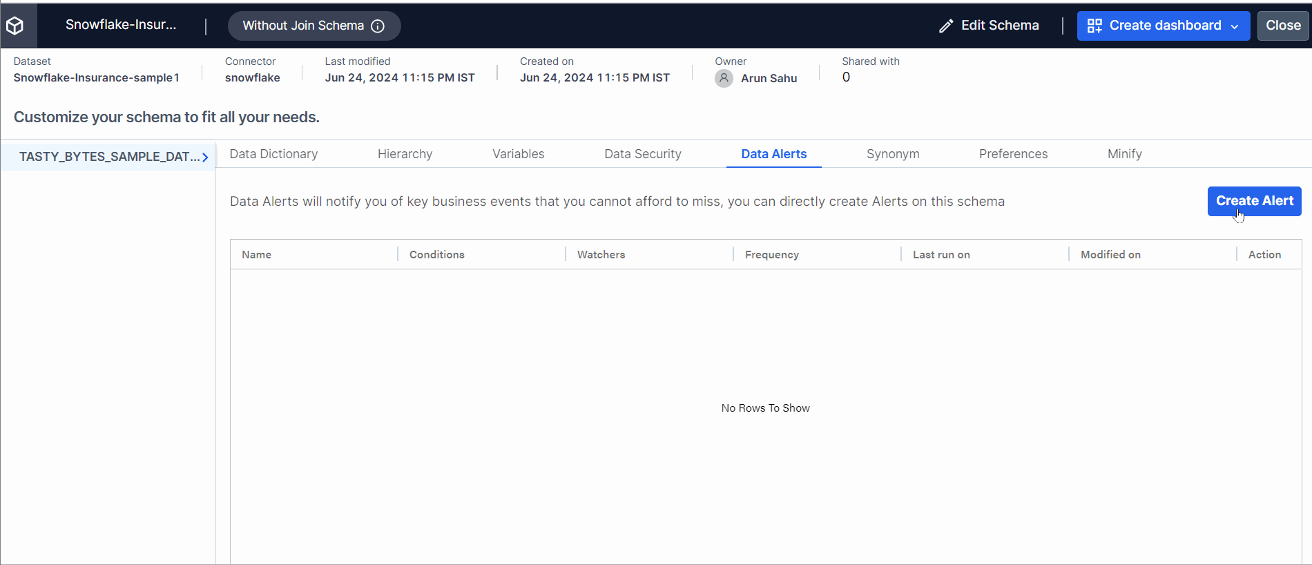 Data alerts - Lumenore Knowledge Base