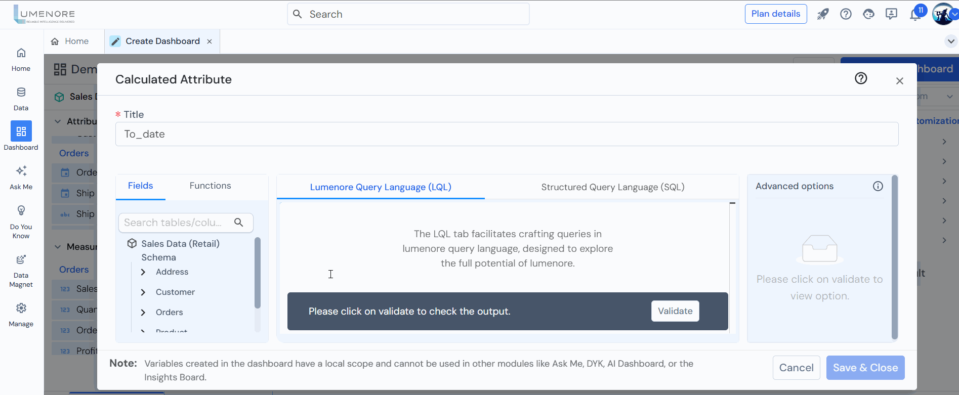Date related function - Lumenore Knowledge Base