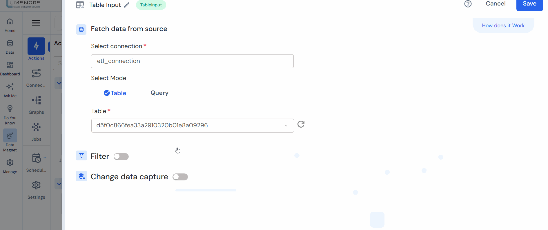 Table input - Lumenore Knowledge Base
