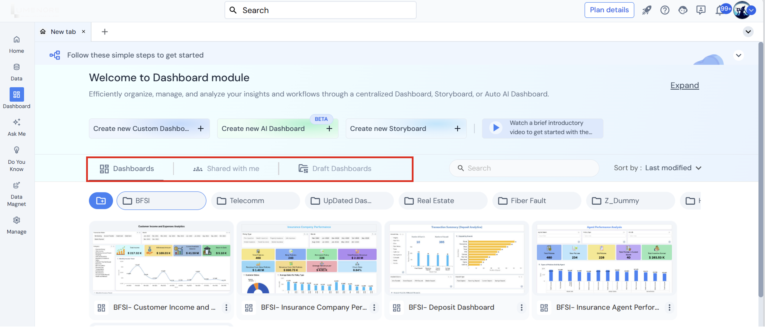 Dashboard - Lumenore Knowledge Base