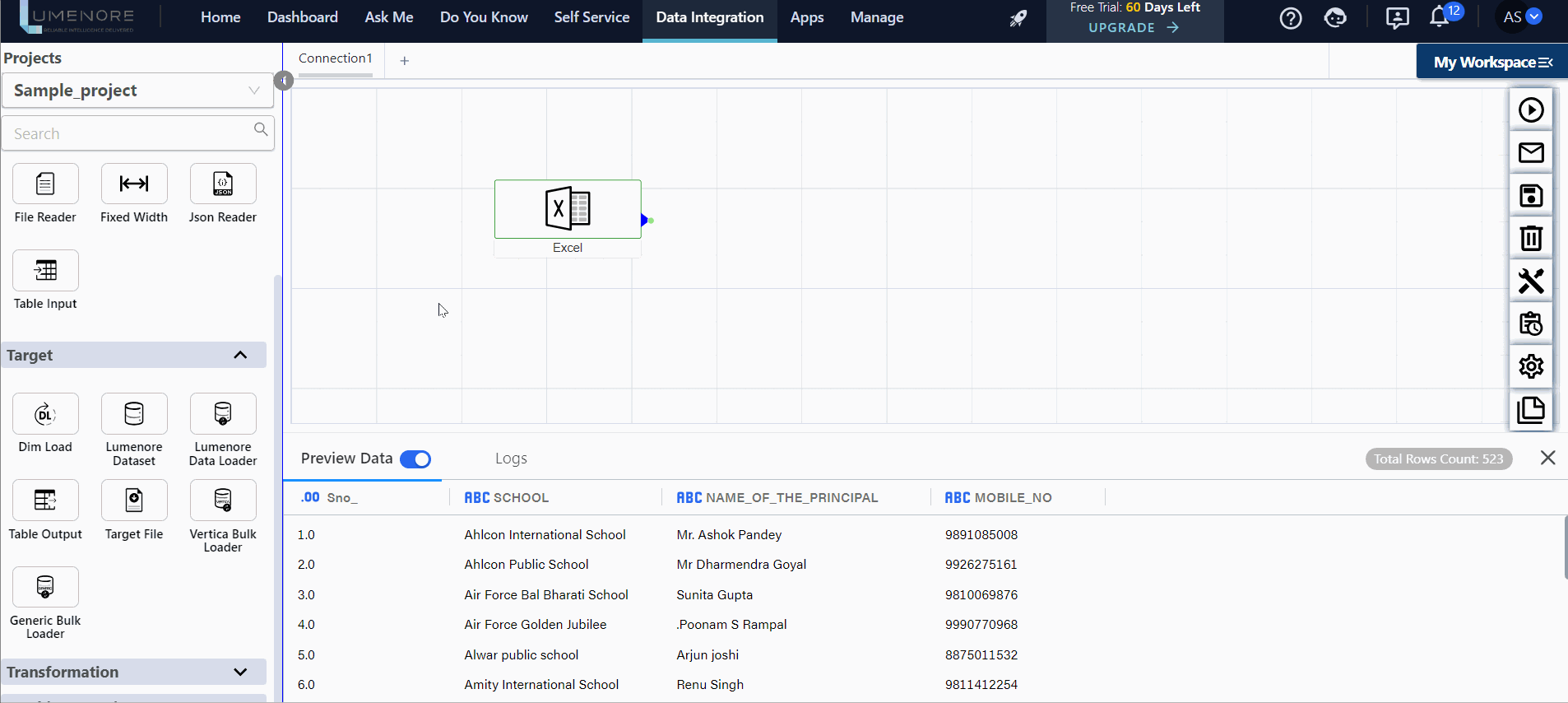 Table output - Lumenore Knowledge Base
