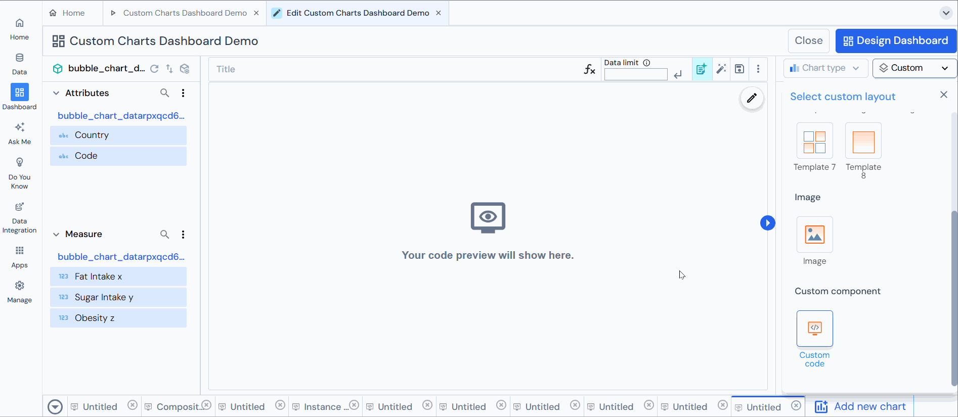 Create custom charts using code editor - Lumenore Knowledge Base
